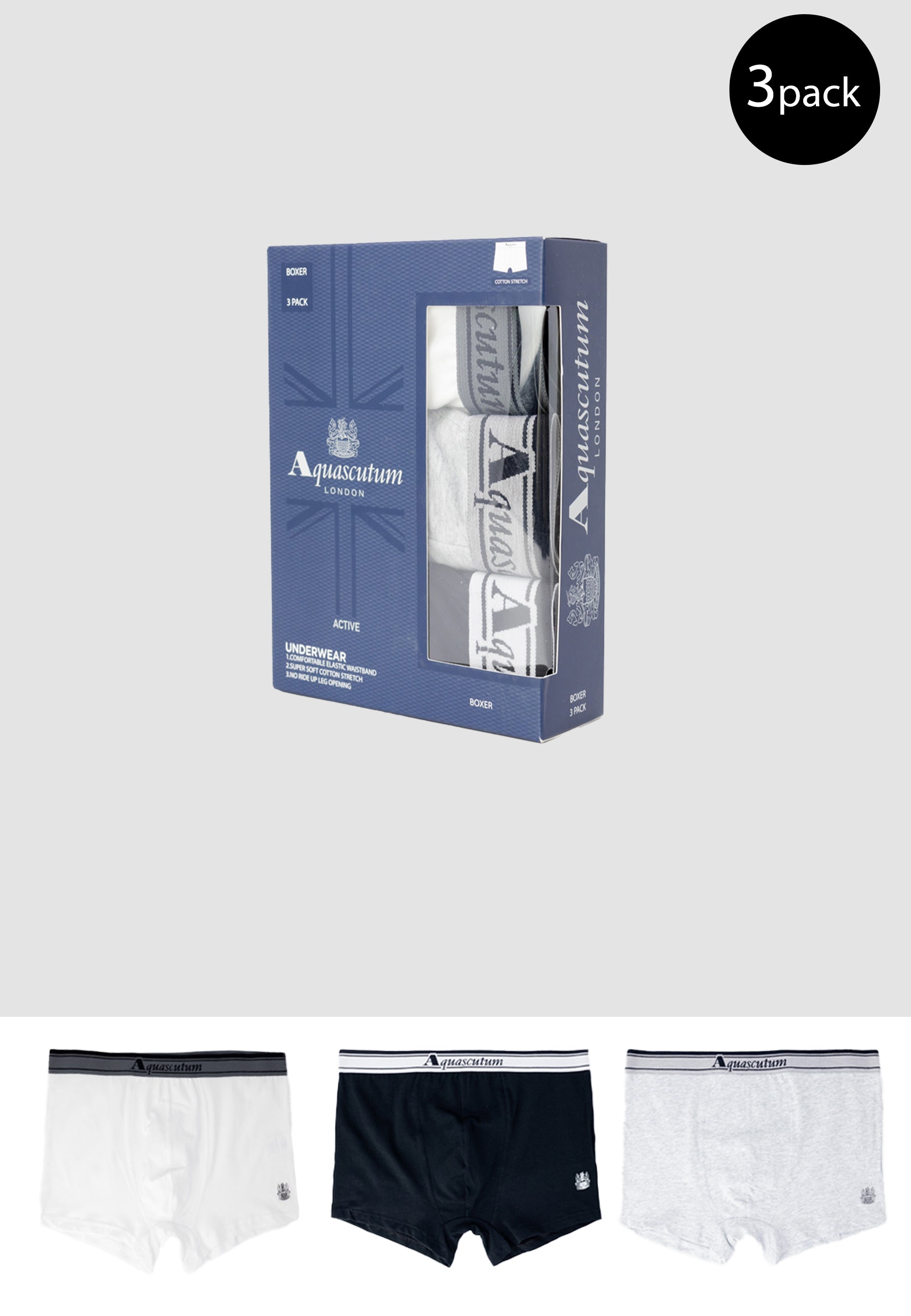 Boxer Aquascutum Active ACTIVE UNDERWEAR BOXER TRIPLE PACK Grigio ...